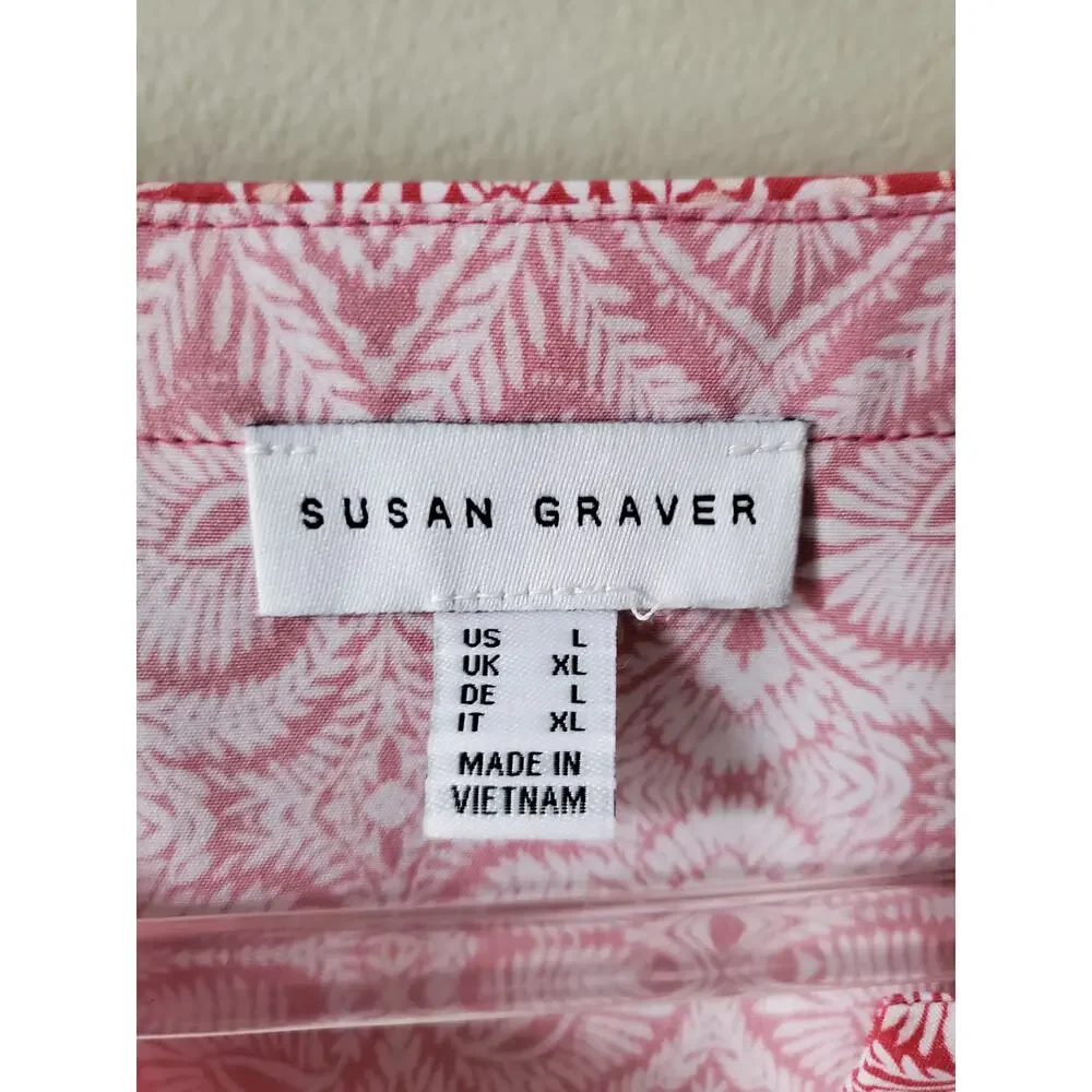 Susan Graver | Tops | Susan Graver Liquid Knit White Red Block Print ...